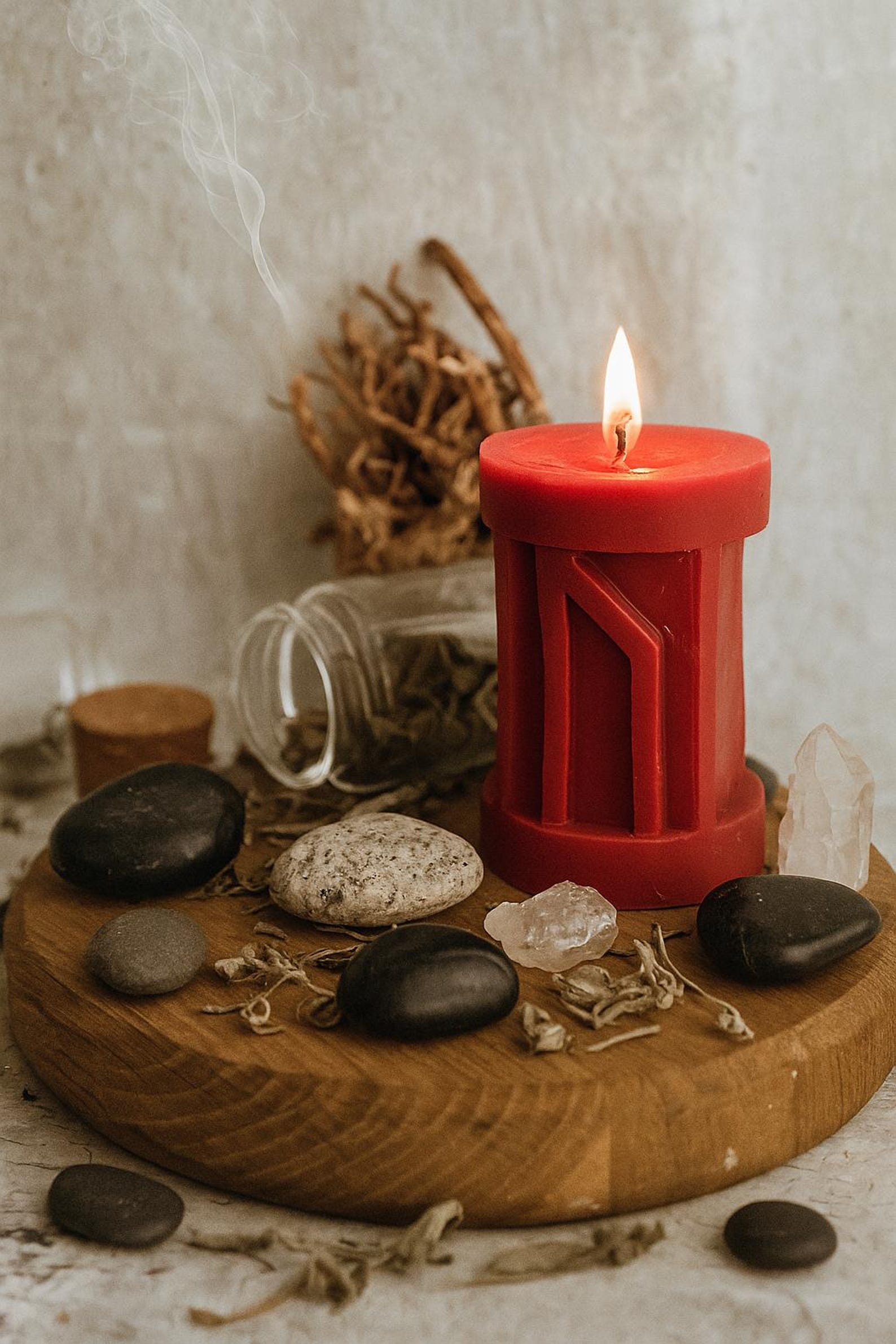 Uruz Rune Candle – Handmade Beeswax Ritual Candle for Strength, Energy ...