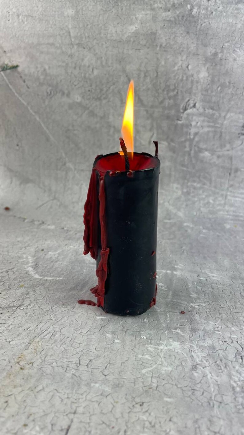 Set of 2 Black Pillar Candles: Bloody Wax for Witchcraft, Protection ...