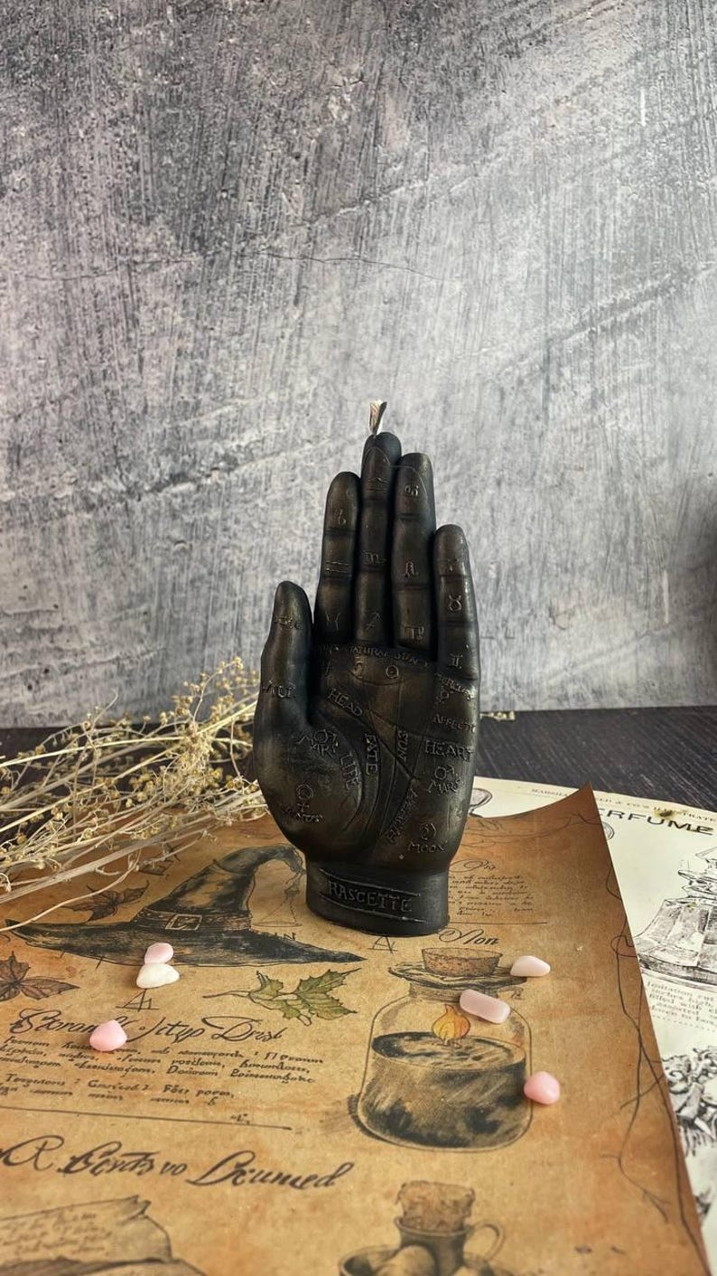 Black Beeswax Chiromancer Hand Candle for Protection Spells, Witchcraft ...