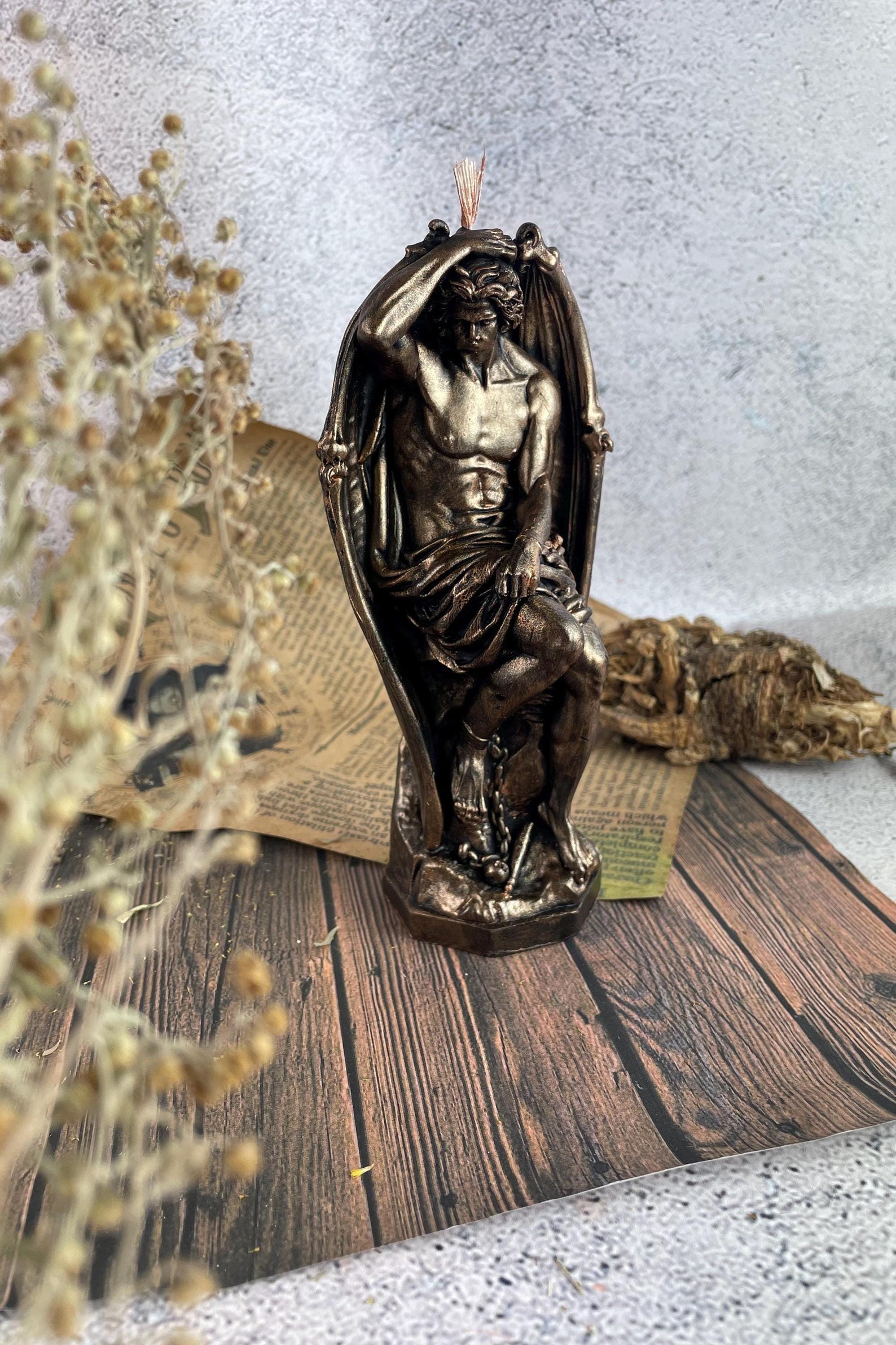 Bronze Lucifer Candle for Rituals, Meditation, and Spiritual ...