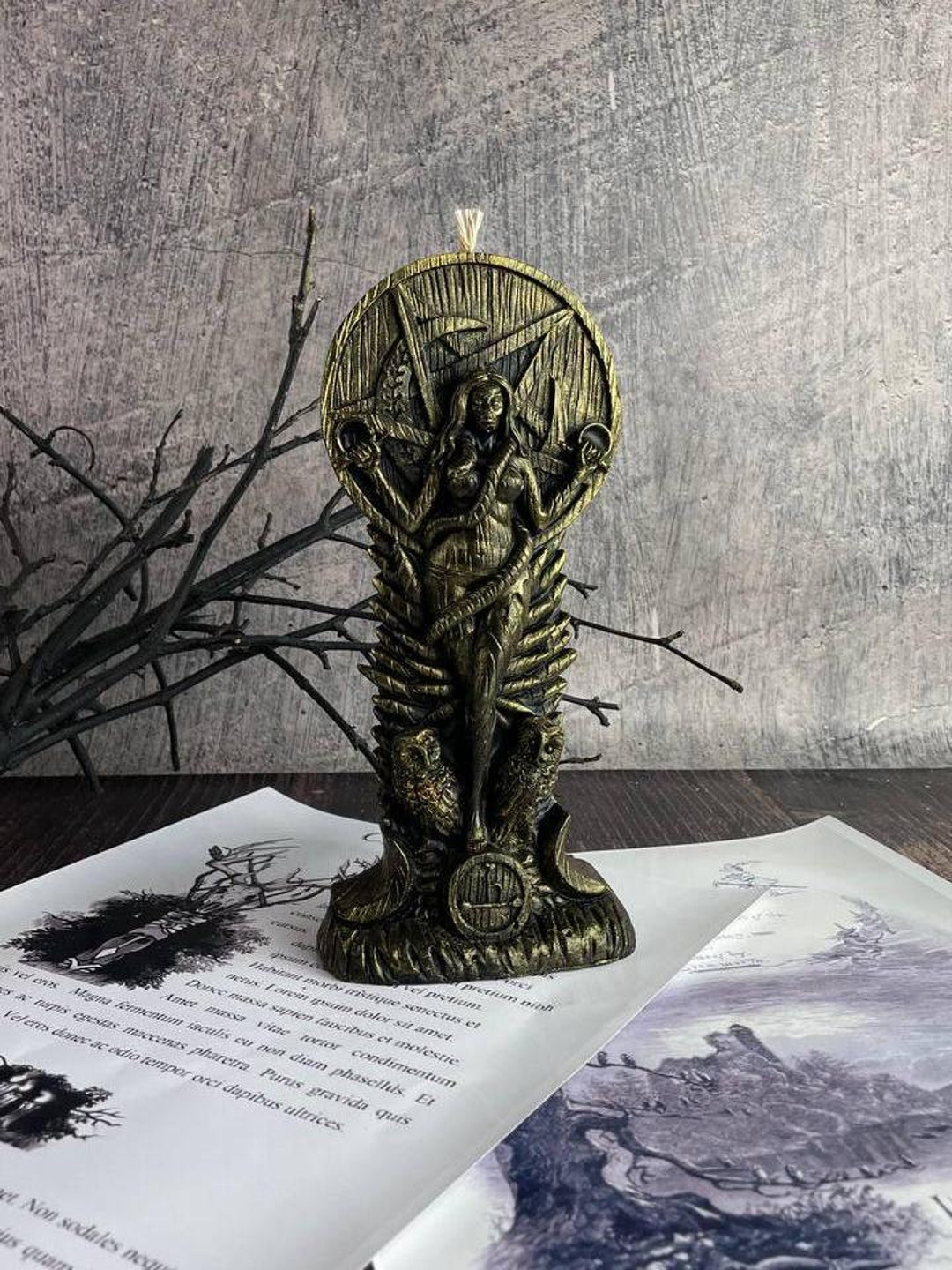 Lilith With Pentagram Candle – Black Wax Ritual Tool for Empowerment ...