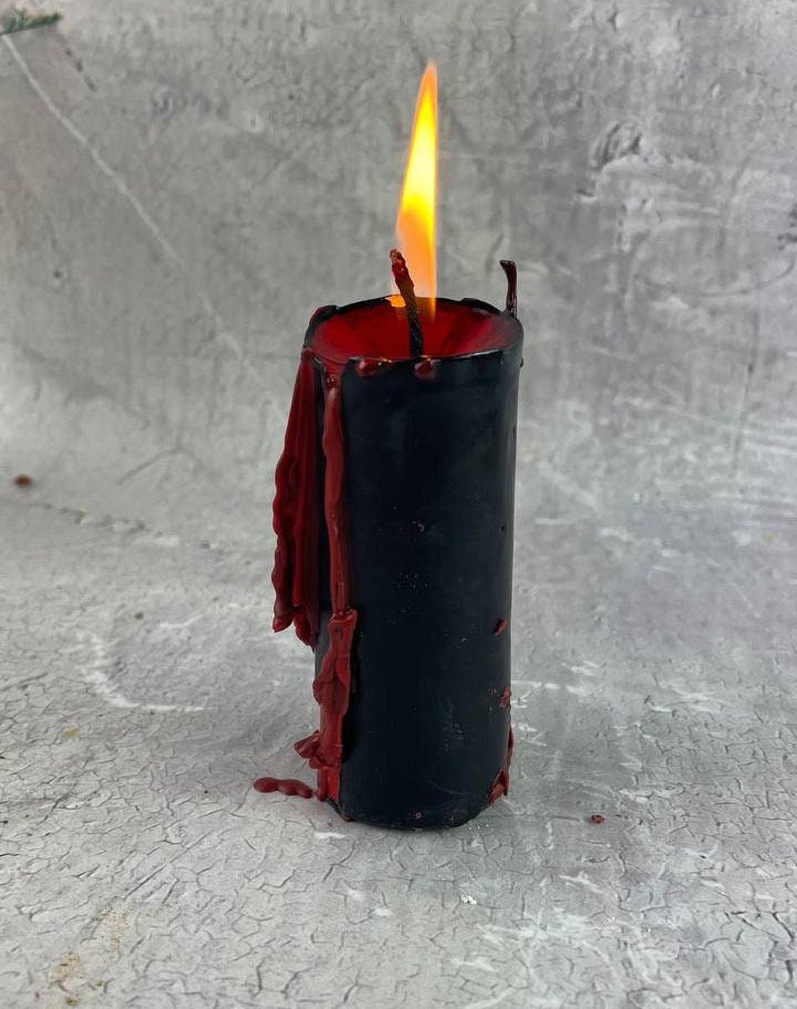 Set of 2 Black Pillar Candles: Bloody Wax for Witchcraft, Protection ...