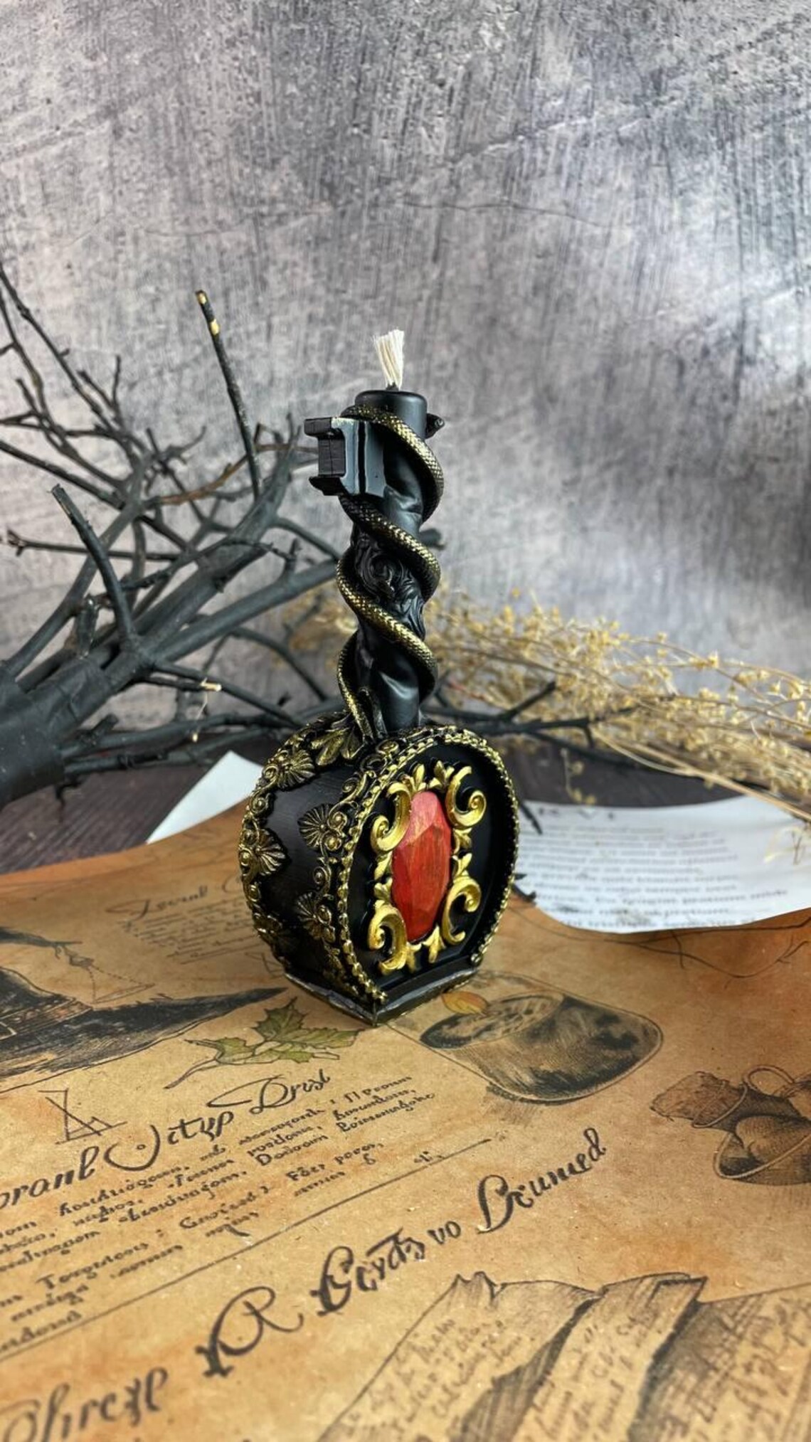 Key of Fortune Black Ritual Candle - Symbolic Wax Talisman for Luck ...