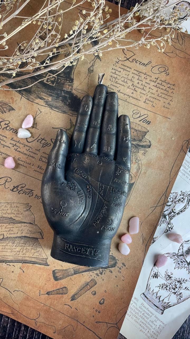 Black Beeswax Chiromancer Hand Candle for Protection Spells, Witchcraft ...