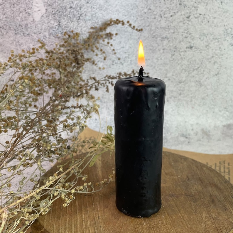 Set of 2 Black Pillar Candles: Bloody Wax for Witchcraft, Protection ...