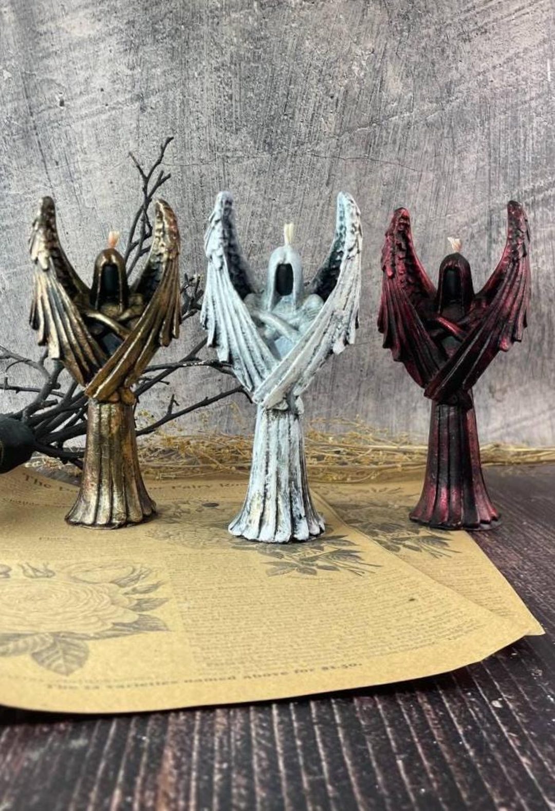 Angel of the Abyss Candle – Gothic Angel Figurine for Protection Spell ...