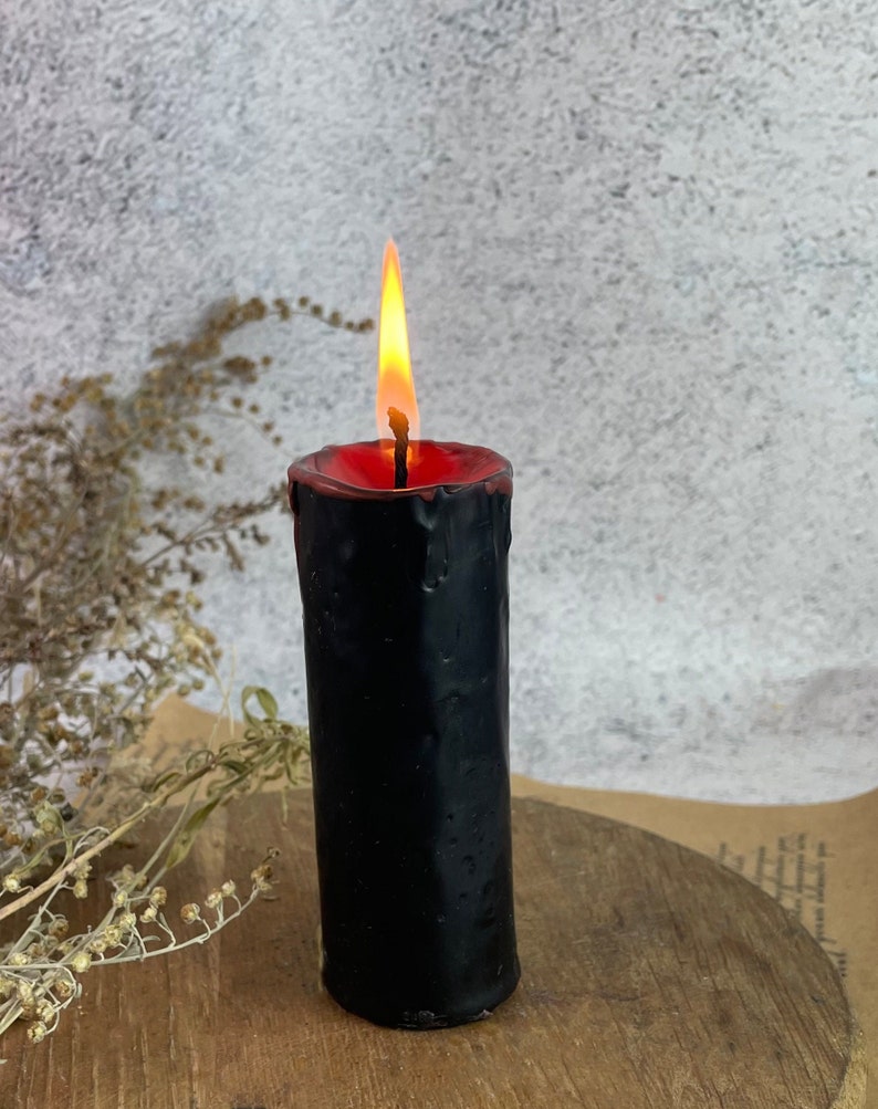 Set of 2 Black Pillar Candles: Bloody Wax for Witchcraft, Protection ...