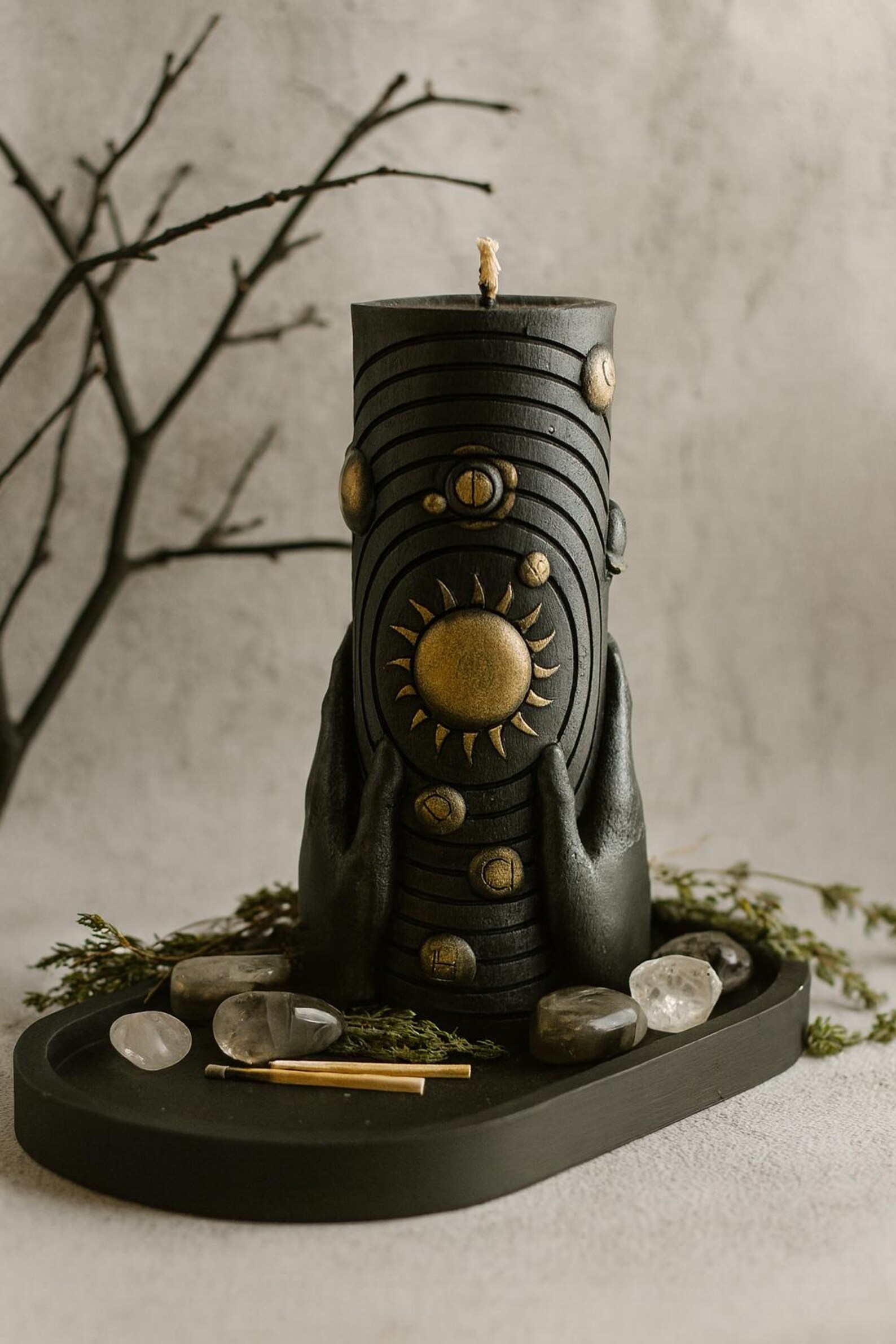Cosmic Solar System Wax Candle: Celestial Gothic Decor for Rituals and ...