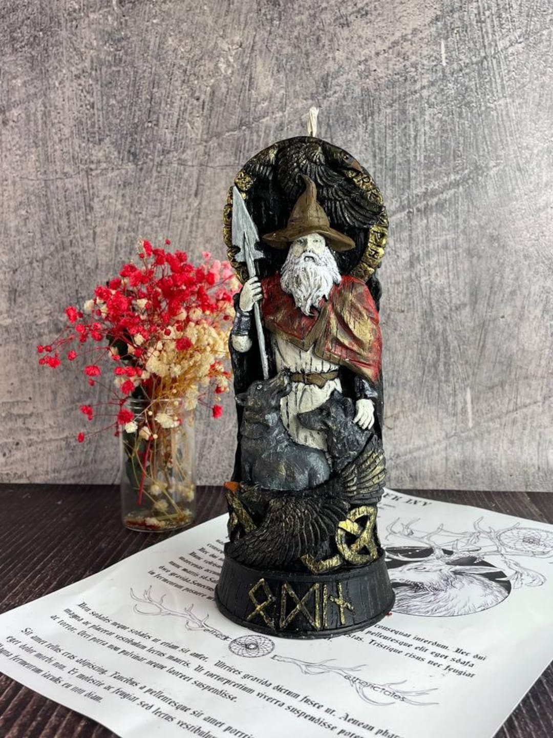 Odin Candle Sacred Norse Mythology Altar Decor for Viking Rituals and ...