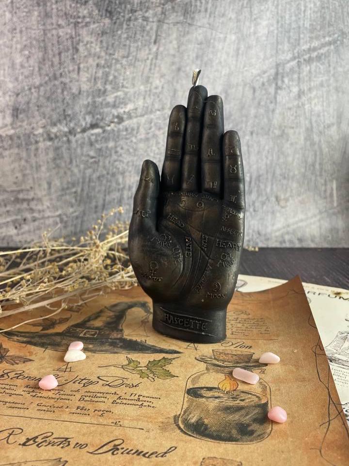 Black Beeswax Chiromancer Hand Candle for Protection Spells, Witchcraft ...