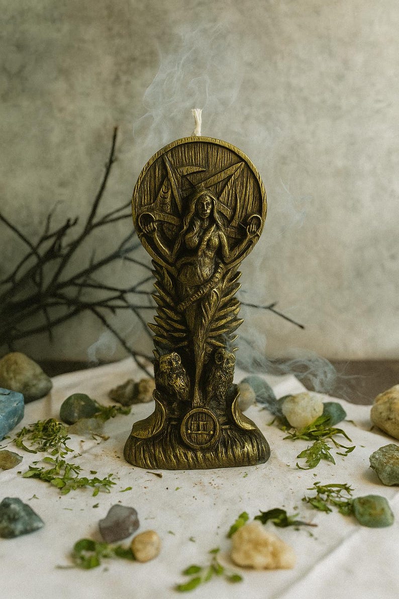 Lilith With Pentagram Candle – Black Wax Ritual Tool for Empowerment ...