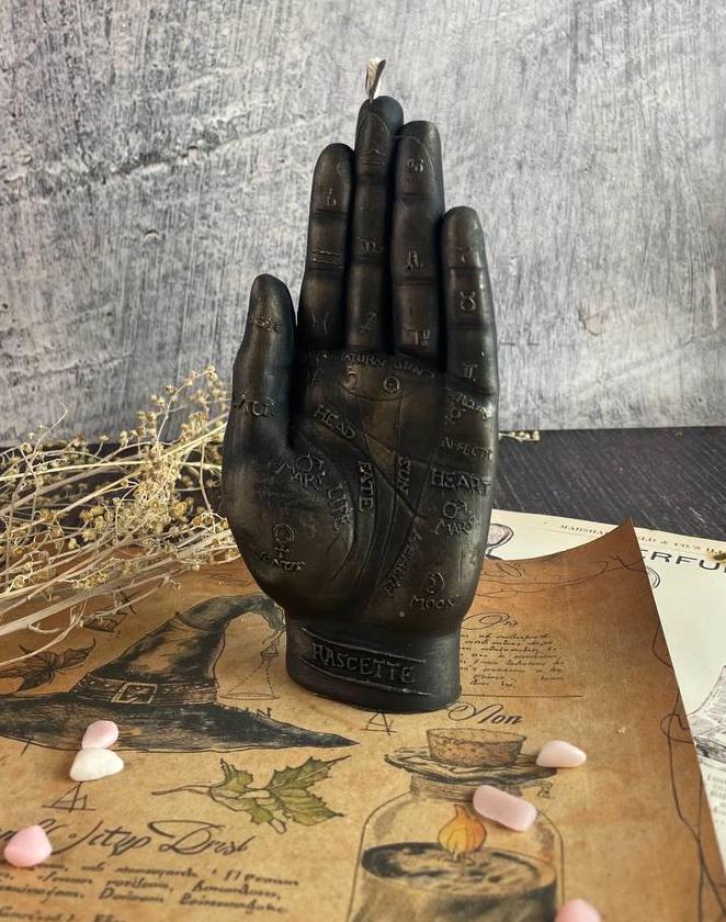 Black Beeswax Chiromancer Hand Candle for Protection Spells, Witchcraft ...