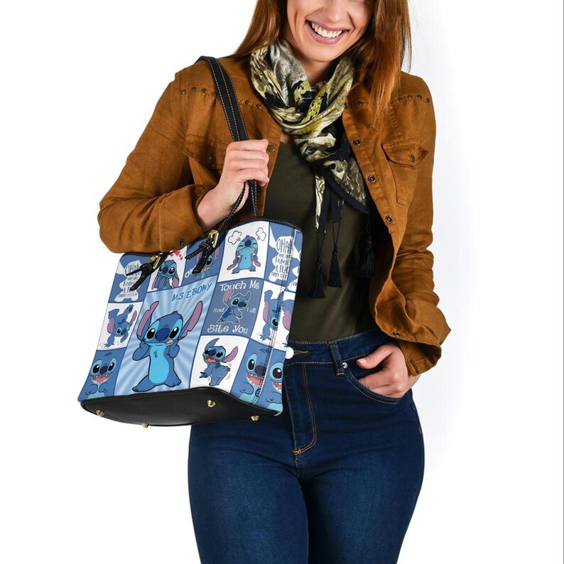 Lilo and Stitch Women Tote Bag, Stitch Lover's Handbag, Custom Leather ...