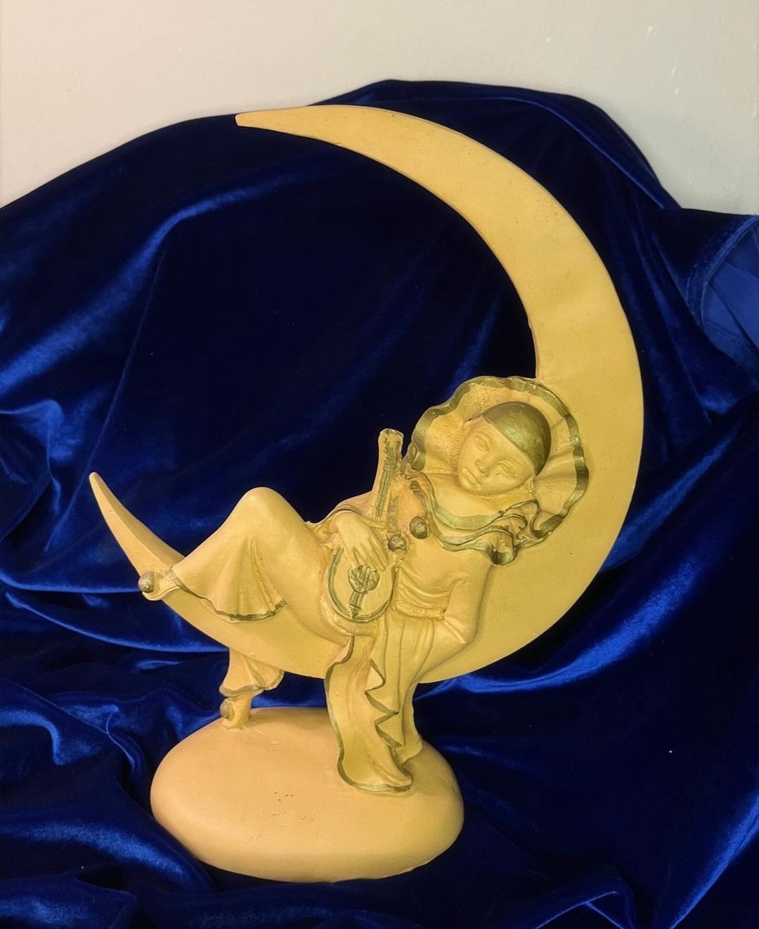 Vintage Pierrot Clown in the Moon | Statuette Home Decor | Rare Find ...