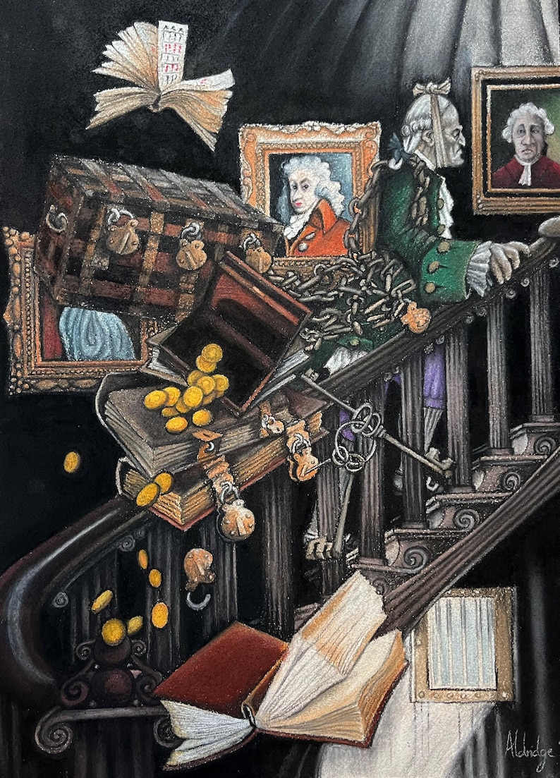 Jacob Marley Climbing Scrooge's Stairs (A Christmas Carol - Charles ...