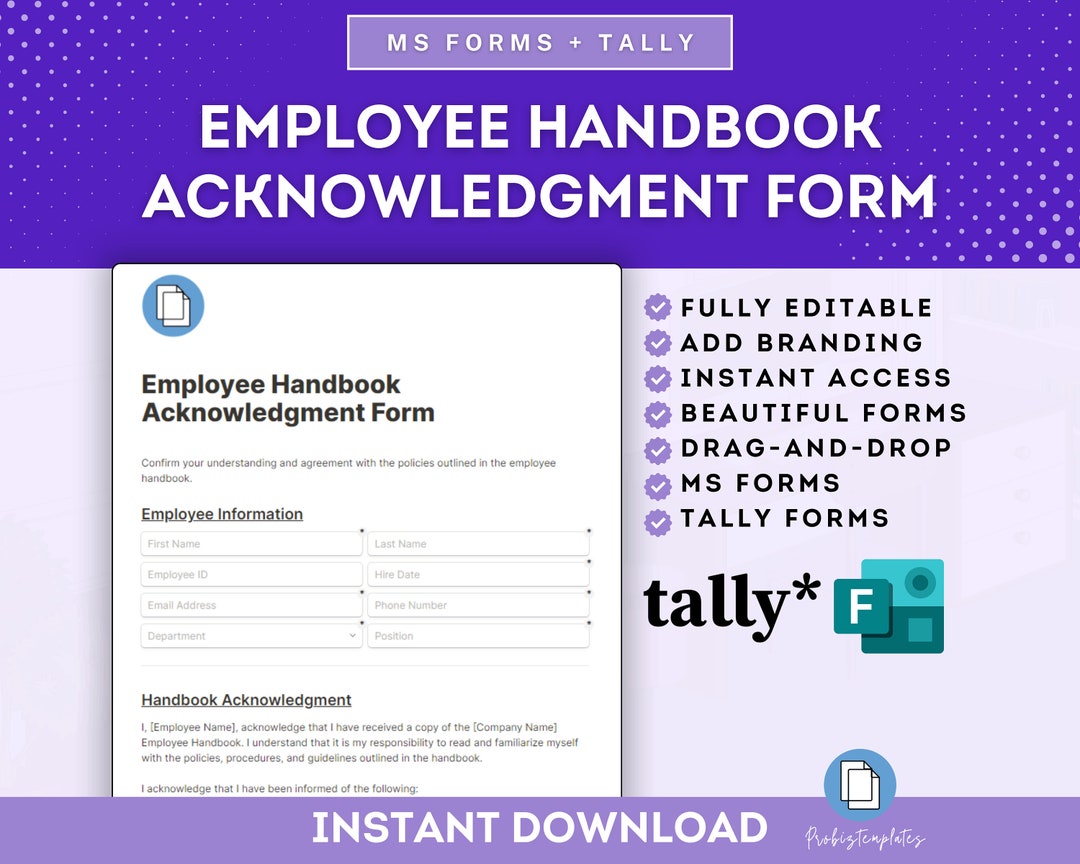 Employee Handbook Acknowledgment Online Form, Employee Handbook ...