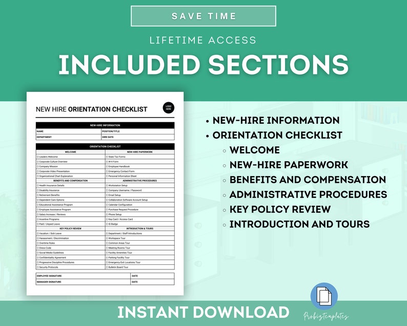 New Hire Orientation Checklist, Employee Onboarding Forms, New Hire ...