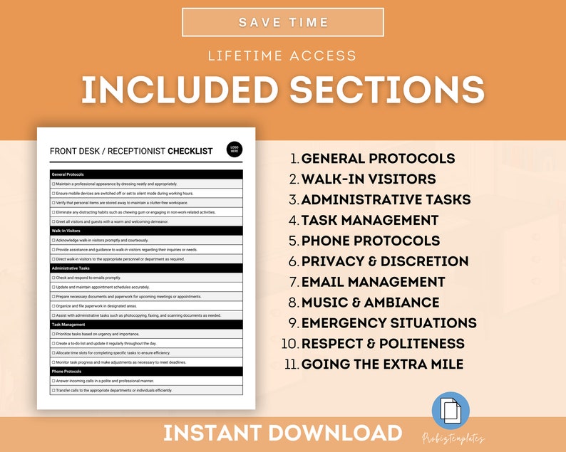 Front Desk Receptionist Checklist, Reception Responsibilities ...