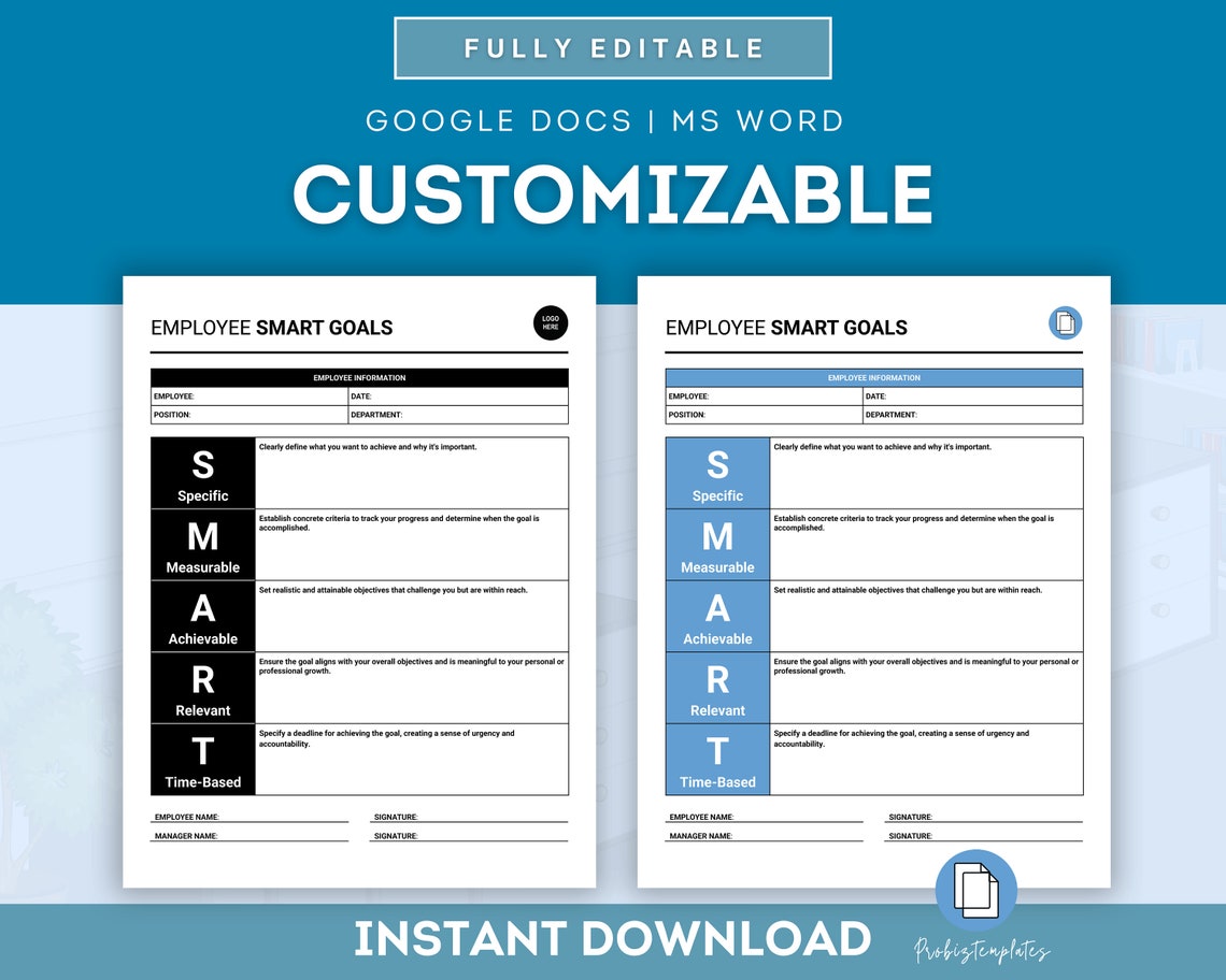 Employee SMART Goals Worksheet, SMART Goals Template, Employee Goal ...