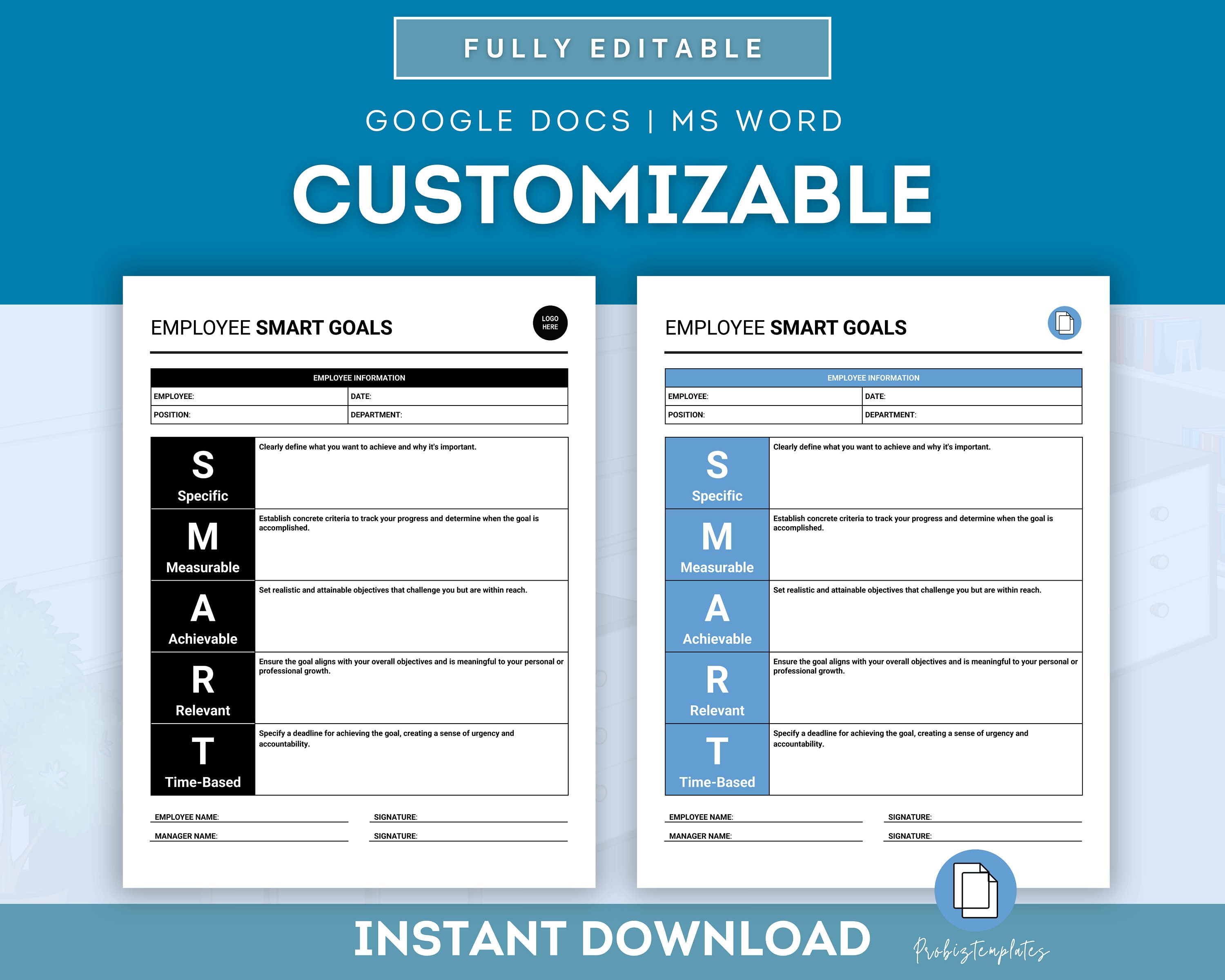 Employee SMART Goals Worksheet, SMART Goals Template, Employee Goal ...