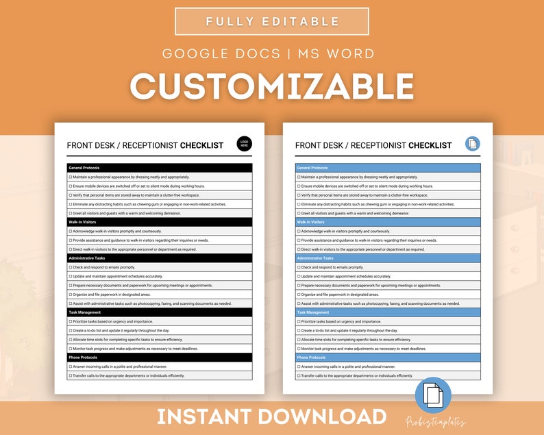 Front Desk Receptionist Checklist, Reception Responsibilities ...