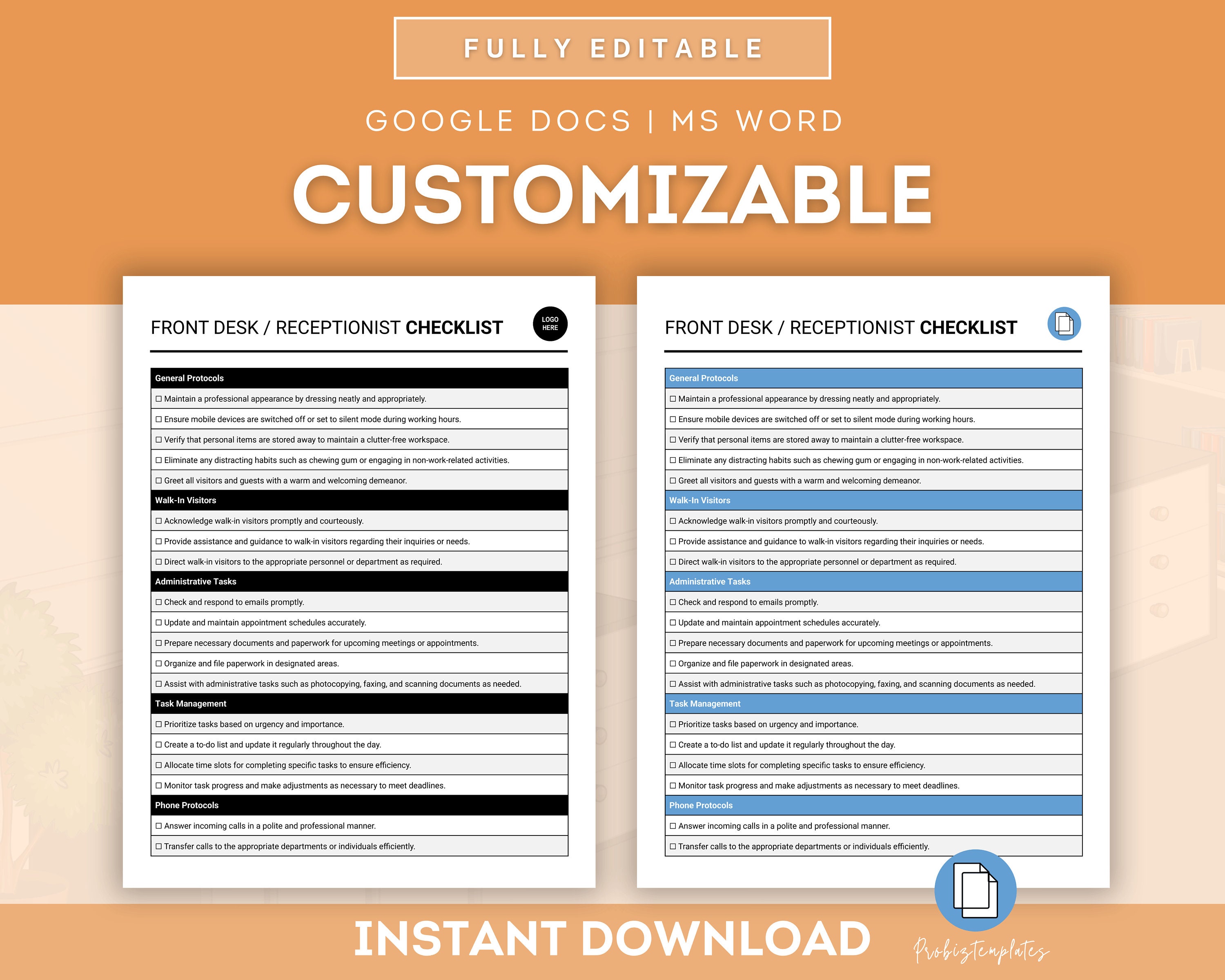 Front Desk Receptionist Checklist, Reception Responsibilities ...