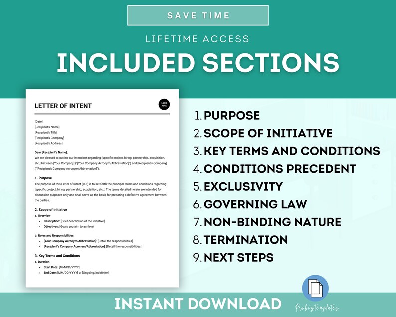 Letter of Intent Template, Business Intent Letter, Intent to Proceed ...