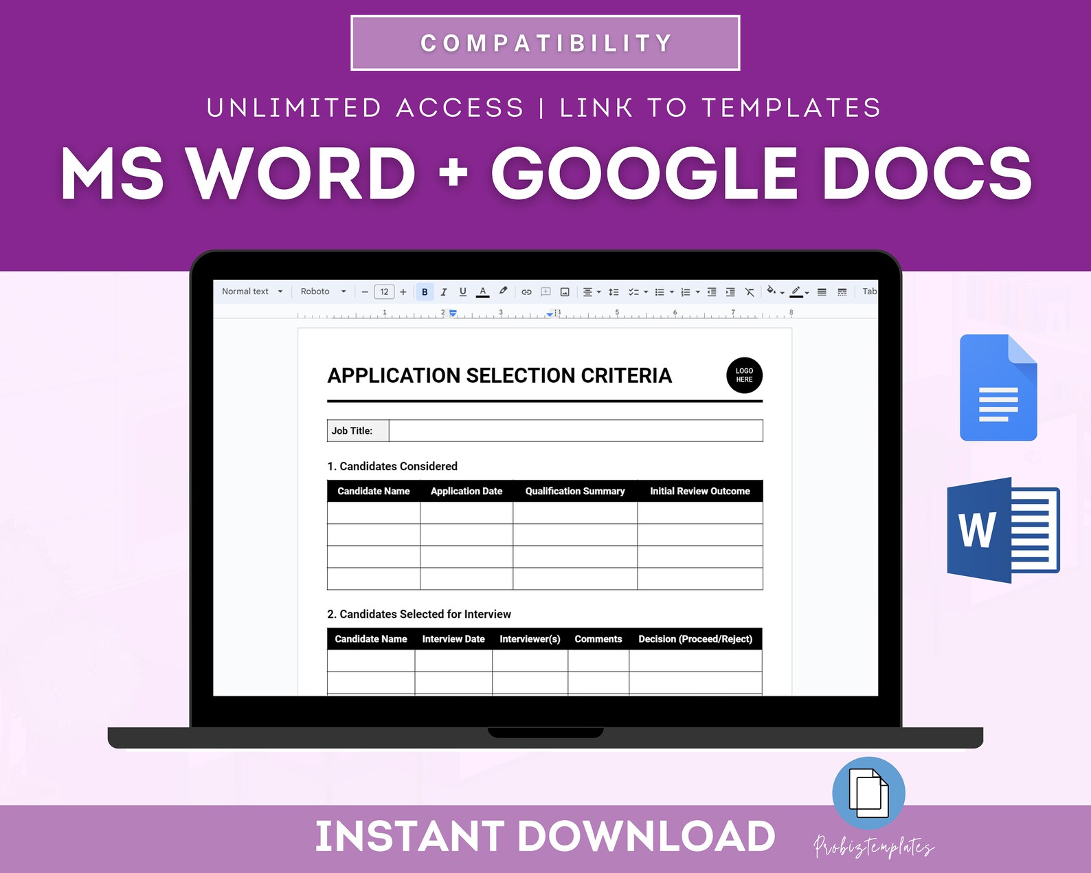 Applicant Selection Criteria Record Template, Job Applicant Selection ...