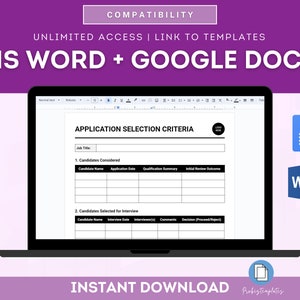Applicant Selection Criteria Record Template, Job Applicant Selection ...