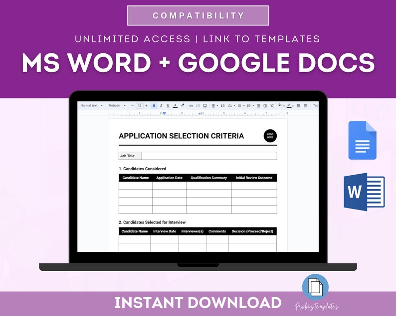 Applicant Selection Criteria Record Template, Job Applicant Selection ...