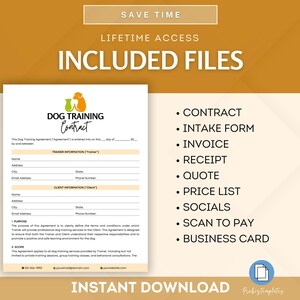 Dog Training Contract Bundle, Pet Training Agreement Form, Dog Trainer ...