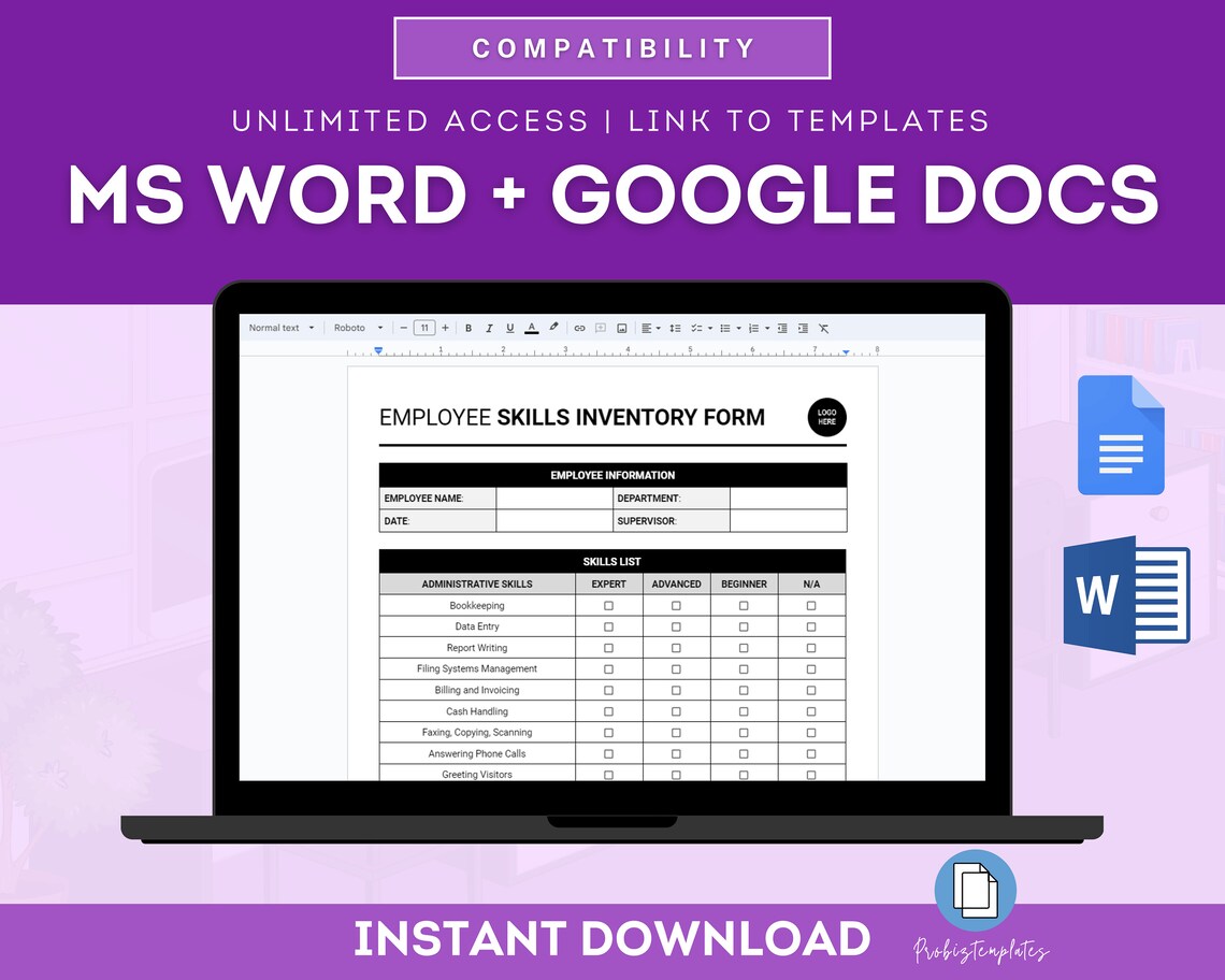 Employee Skills Inventory Form Template, Staff Competency Assessment ...