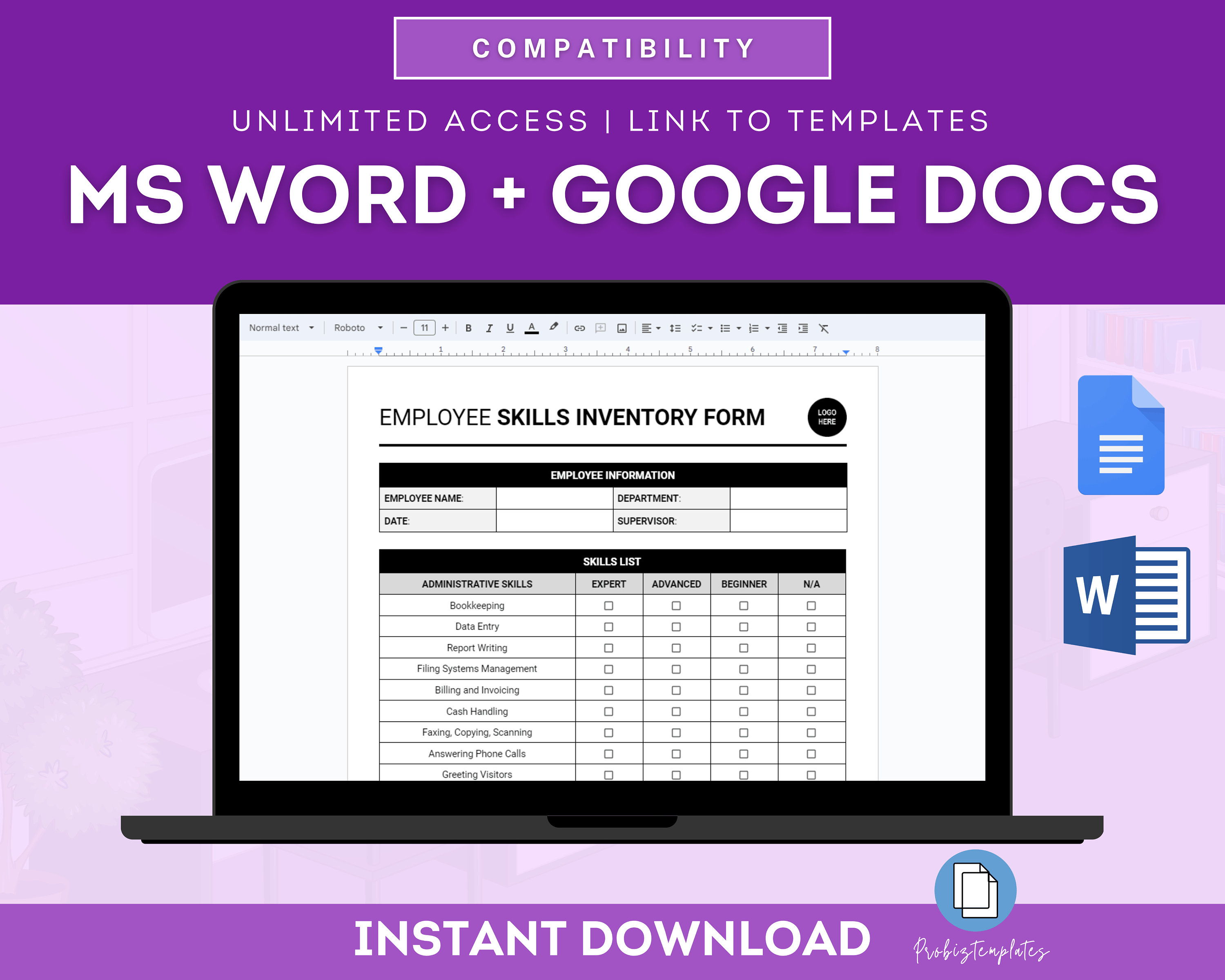 Employee Skills Inventory Form Template, Staff Competency Assessment ...