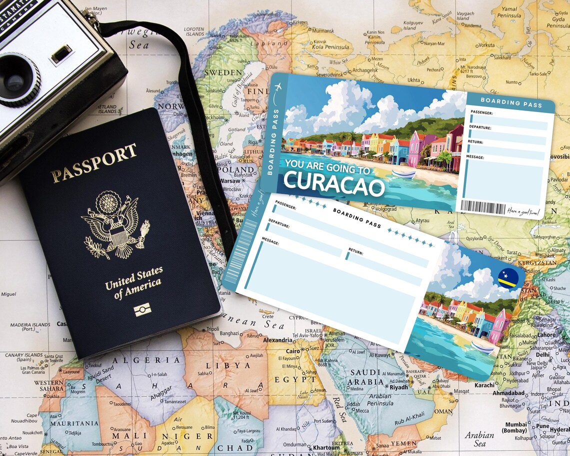 Printable Curacao Surprise Gift Ticket, Editable Willemstad Boarding ...