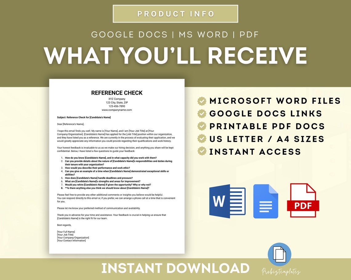 Reference Check Letter, Employment Reference Check Letter, Job ...