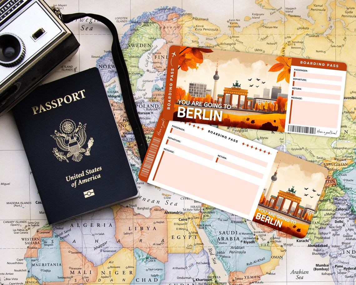 Printable Berlin Surprise Gift Ticket, Editable Germany Boarding Pass ...