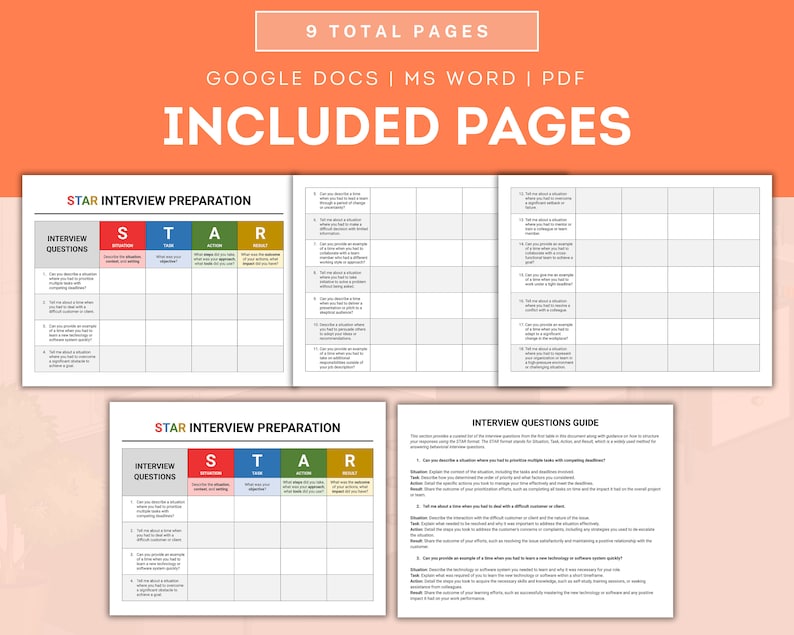 Interview Preparation STAR Format Worksheet Template, STAR Method Job ...