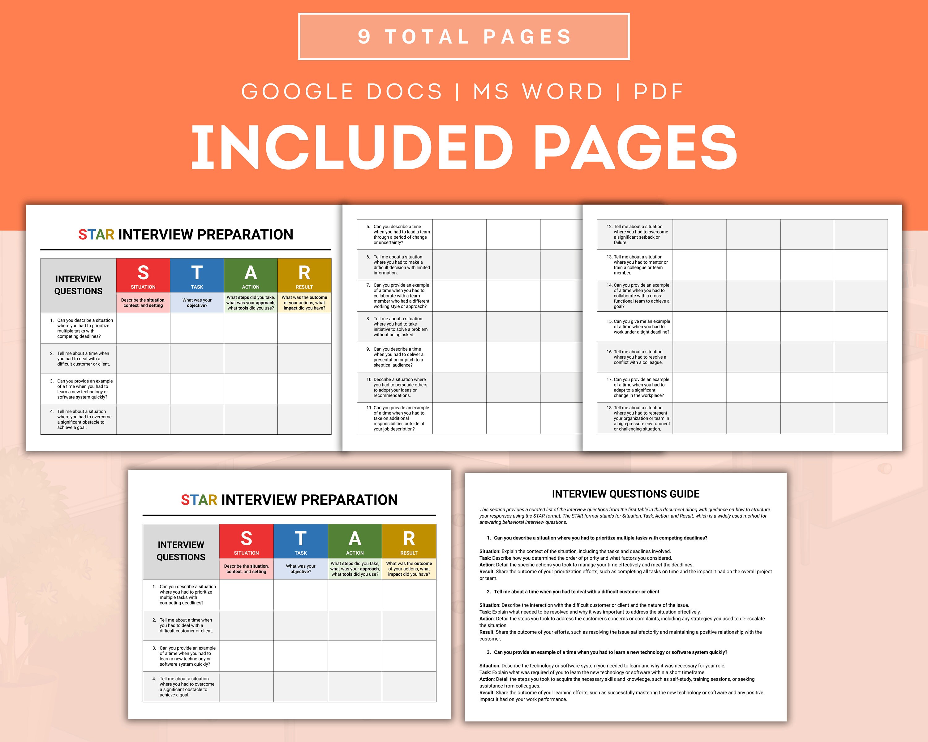 Interview Preparation STAR Format Worksheet Template, STAR Method Job ...