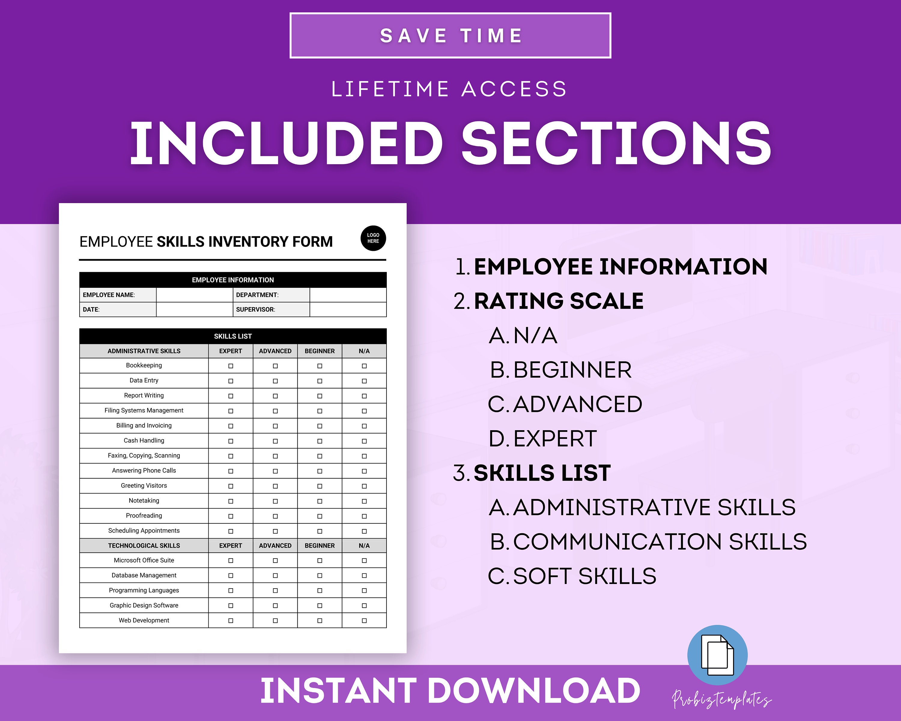 Employee Skills Inventory Form Template, Staff Competency Assessment ...