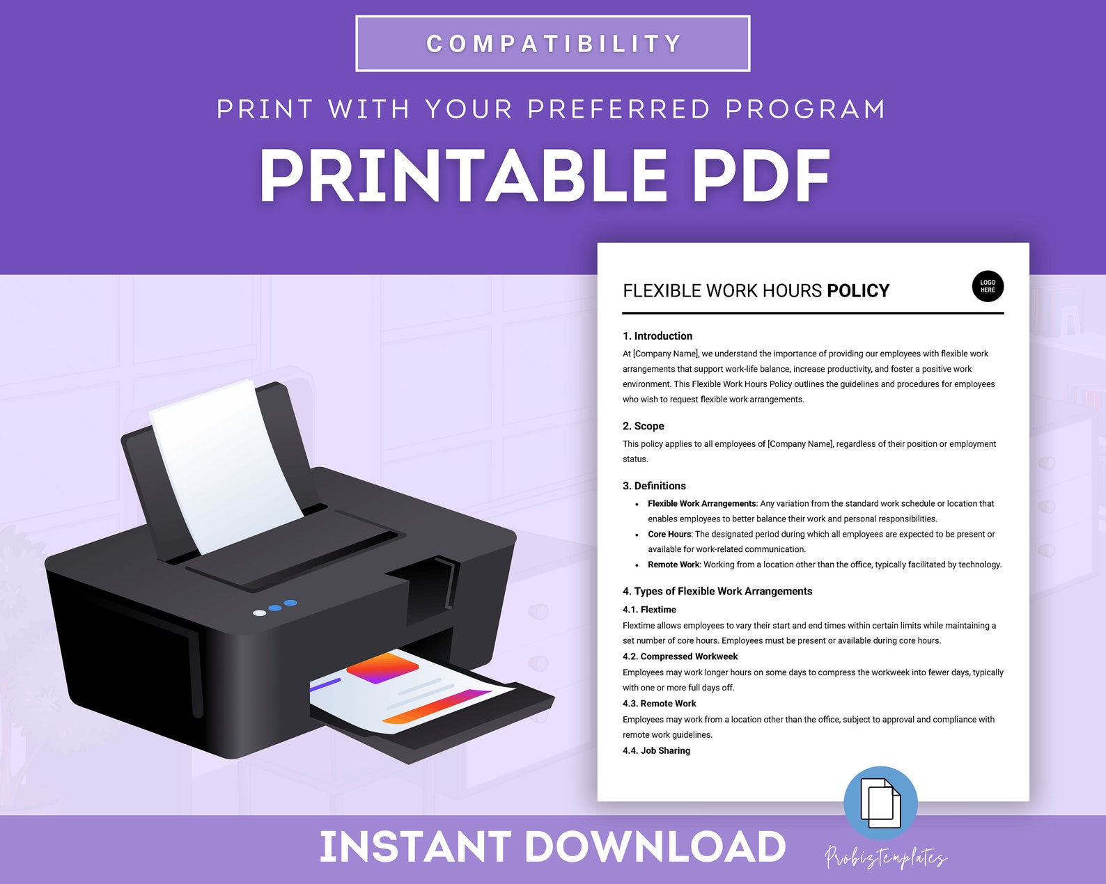 Flexible Work Hours Policy Template, Adaptive Work Schedule Policy ...