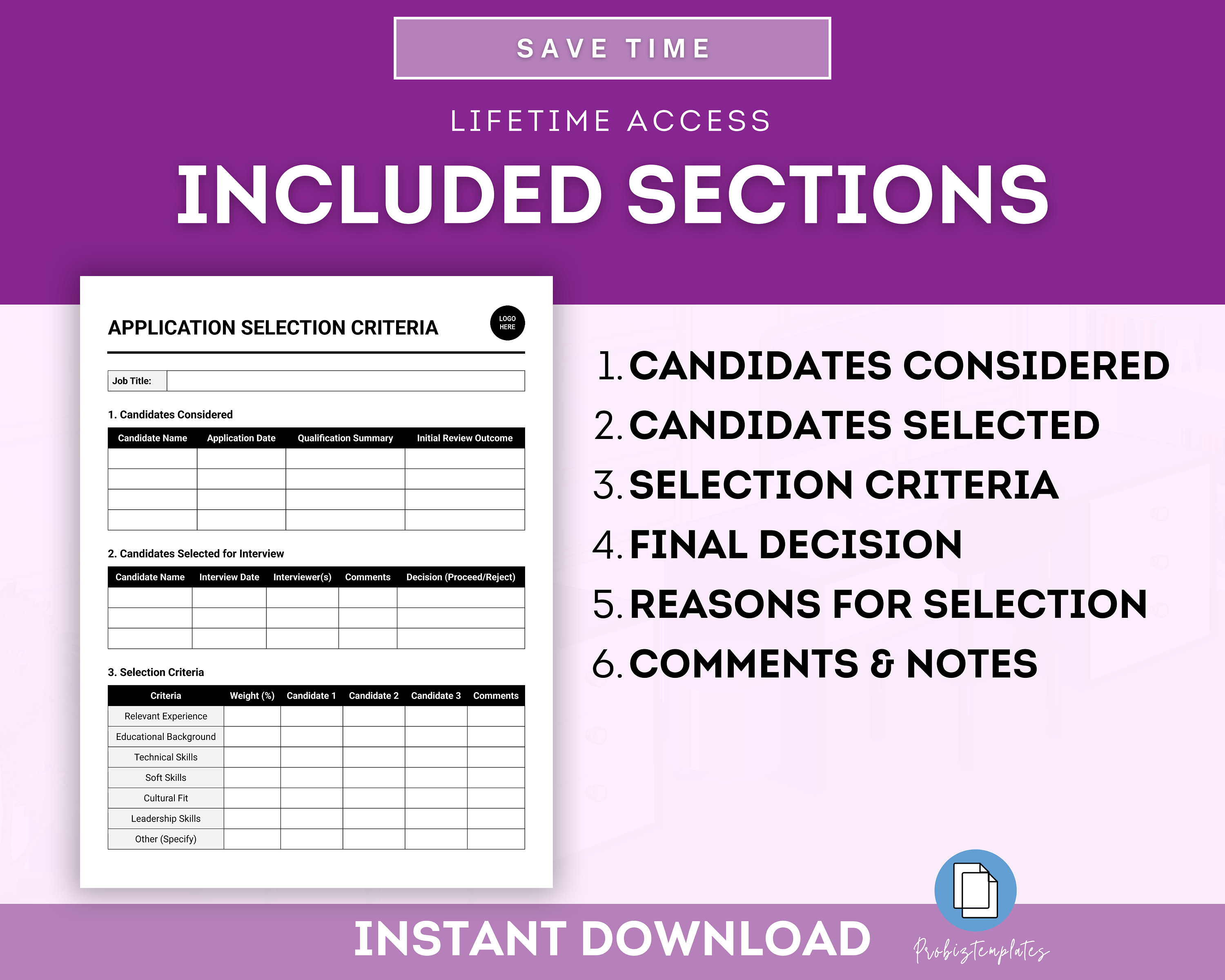 Applicant Selection Criteria Record Template, Job Applicant Selection ...