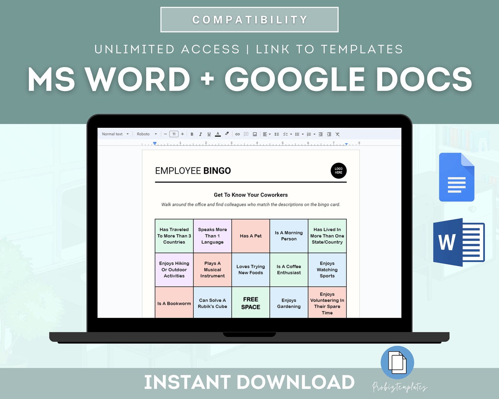 Employee Bingo Template, Staff Bingo Card Template, Onboarding Bingo ...