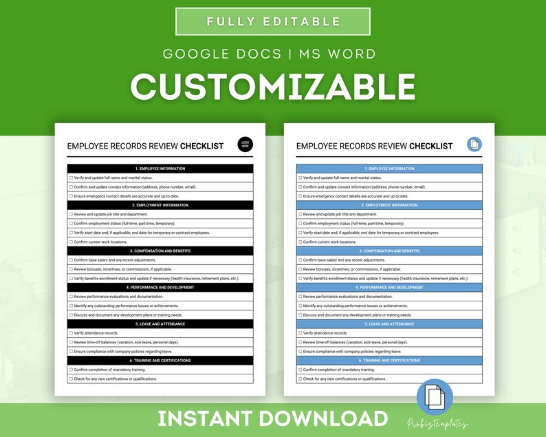 Employee Records Review Checklist, HR Records Cleanup, Employee Records ...