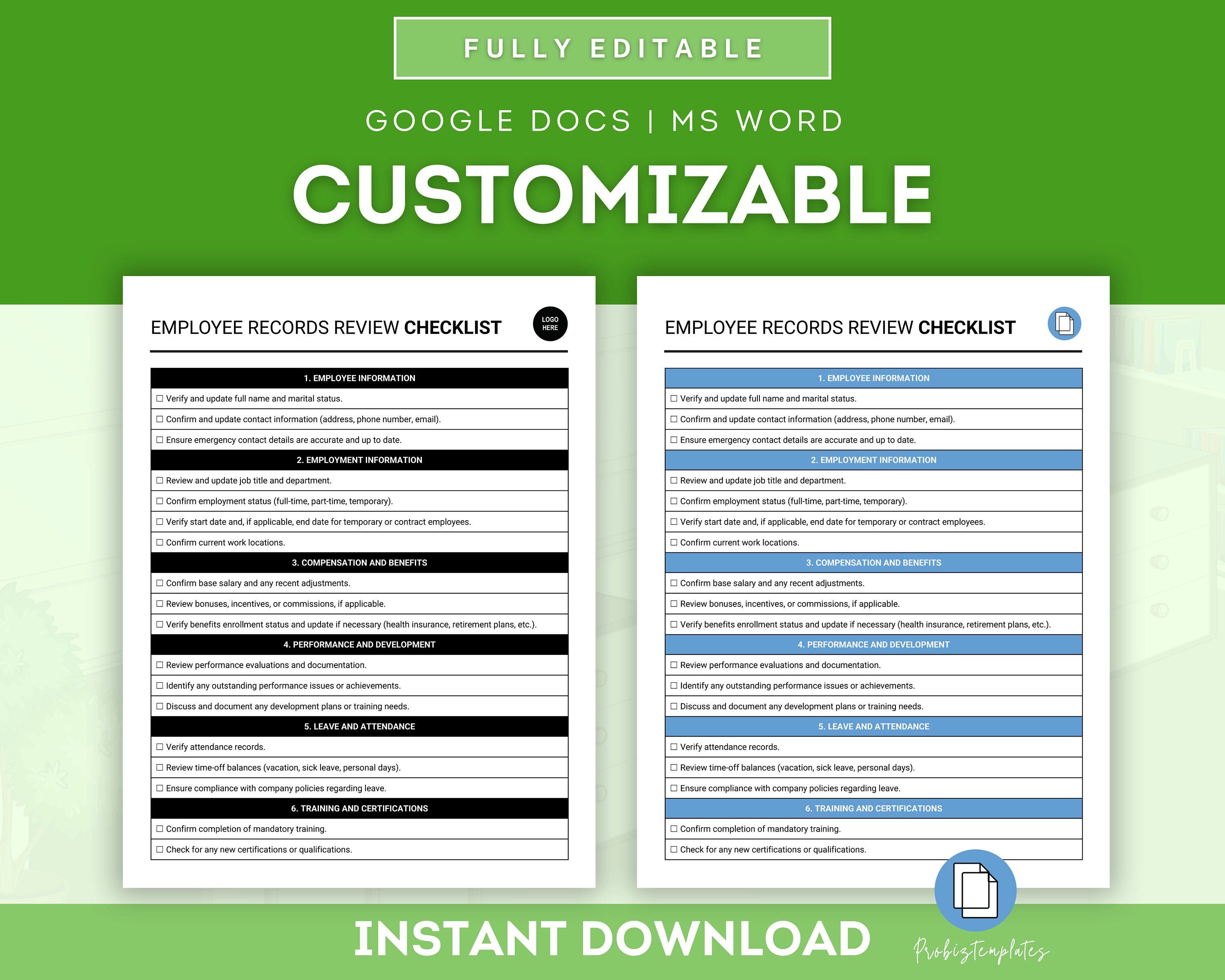 Employee Records Review Checklist, HR Records Cleanup, Employee Records ...