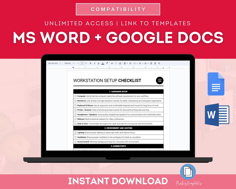 Workstation Setup Checklist, Employee Workplace Desk Setup Checklist ...
