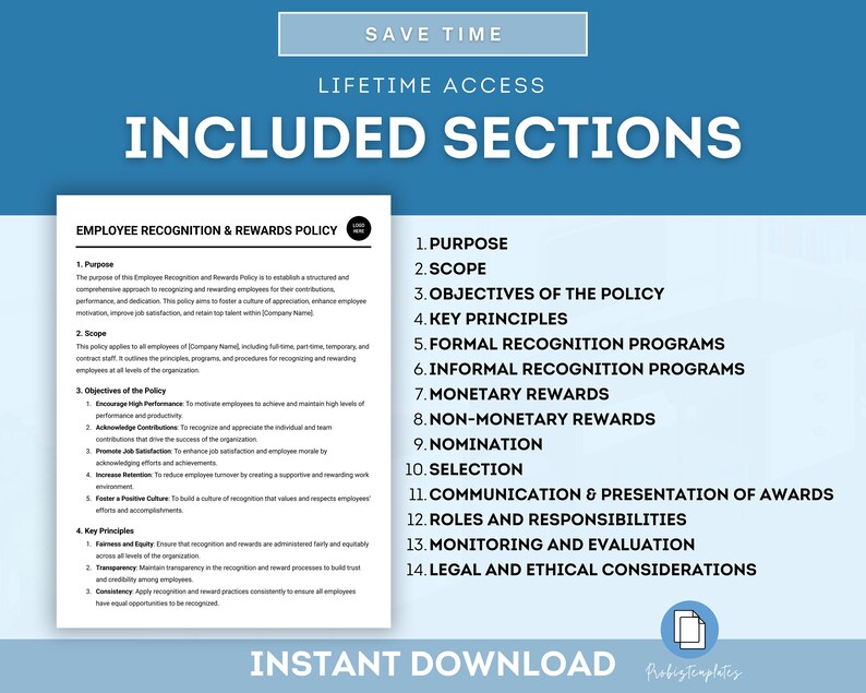 Employee Recognition and Rewards Policy Template, Employee Appreciation ...