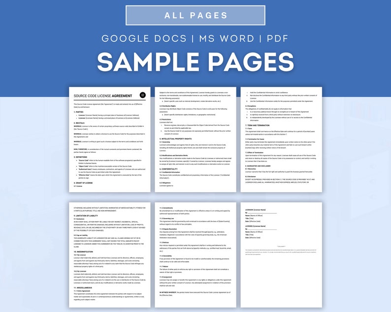 Source Code License Agreement, Software License Contract, Source Code ...