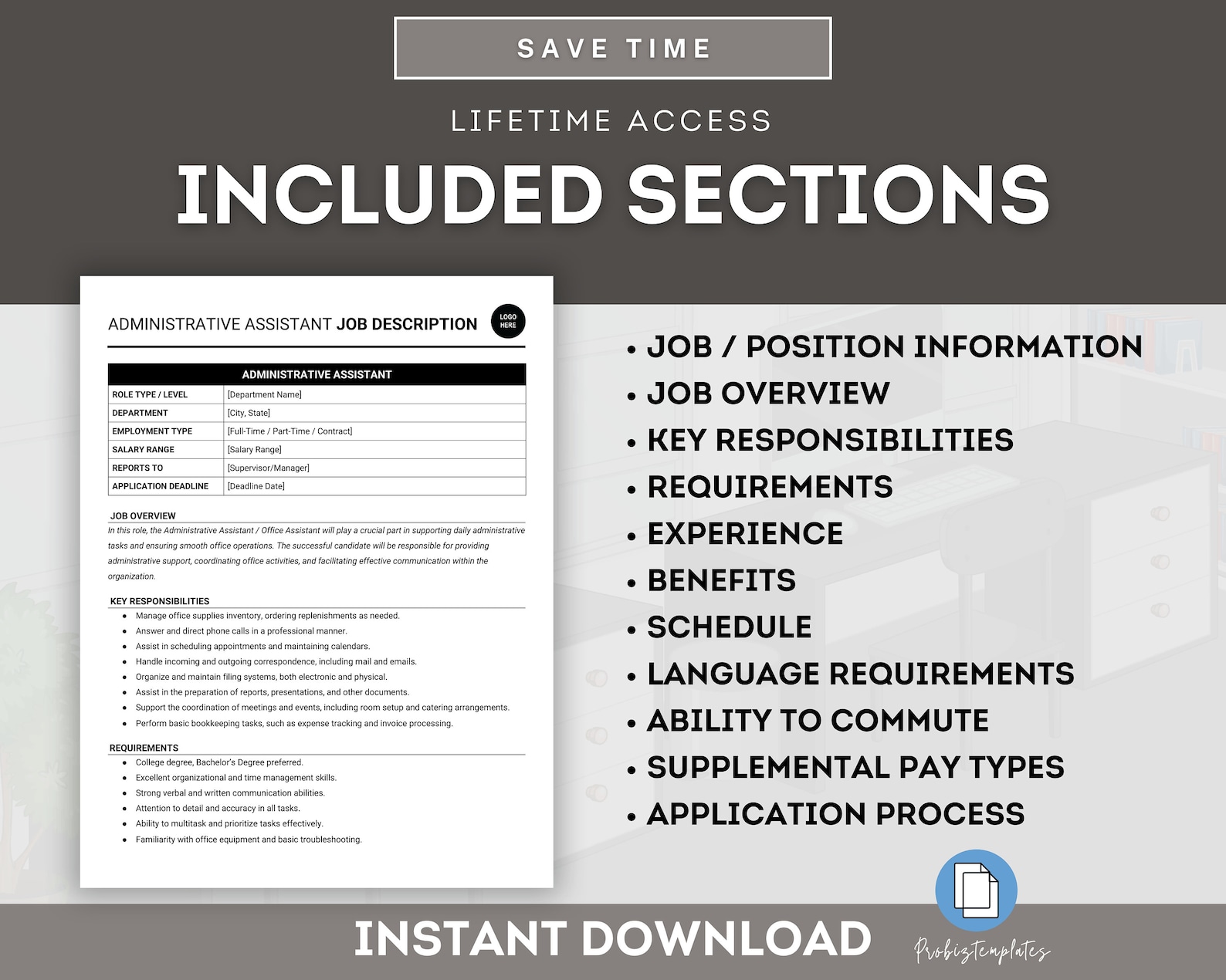 Administrative Assistant Office Administrator Job Description Template ...