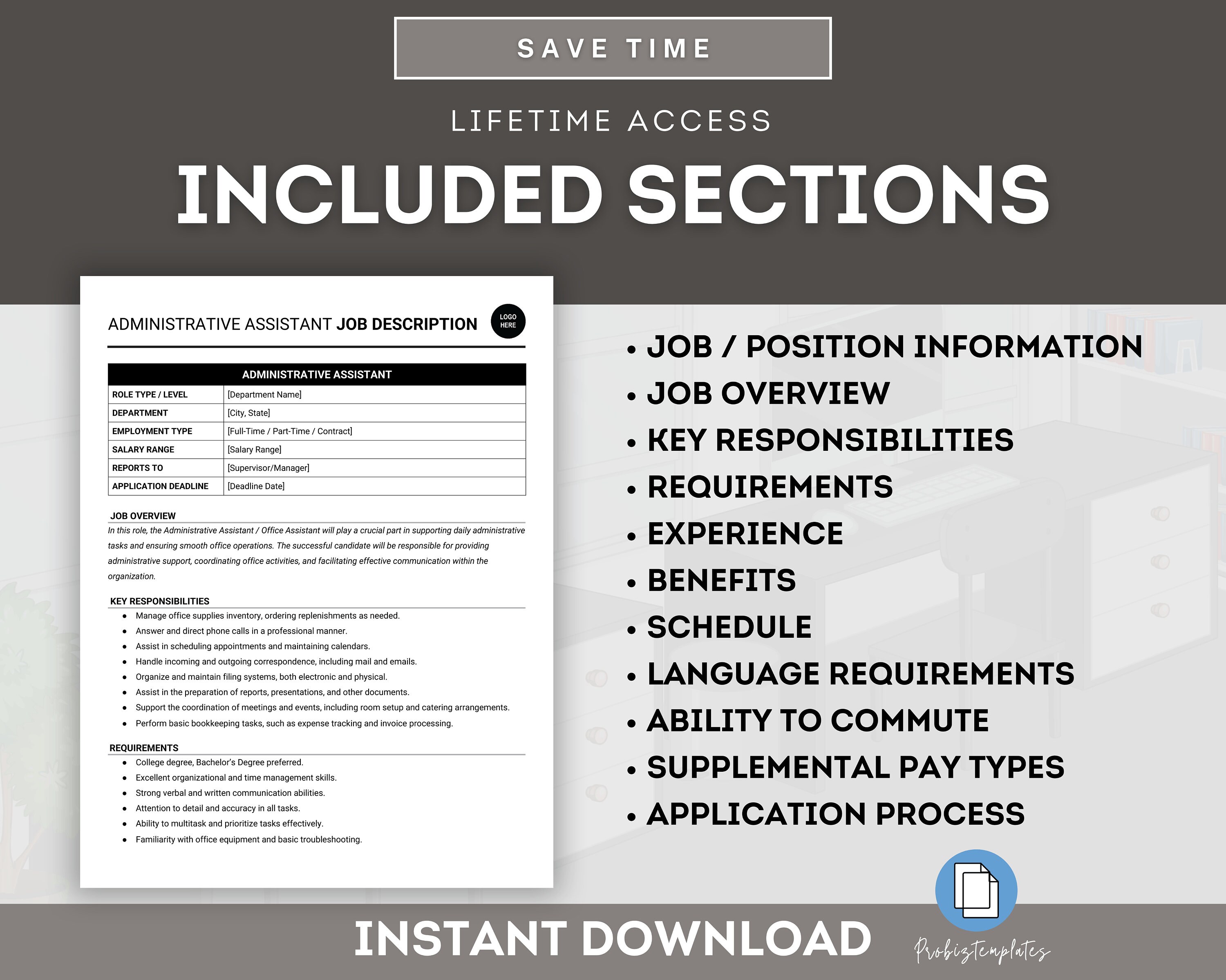 Administrative Assistant Office Administrator Job Description Template ...