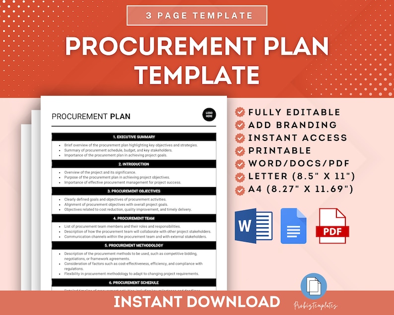 Procurement Plan Template, Procurement Strategy Template, Purchase Plan ...